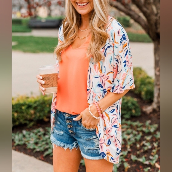 Boutique | Jackets & Coats | Paradise Tropical Floral Print Wrap Duster ...